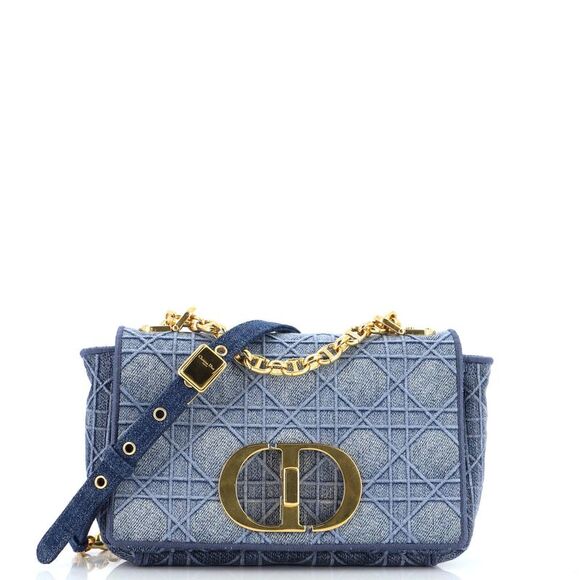 Dior | Bags | Christian Dior Caro Bag Cannage Embroidered Denim Small ...